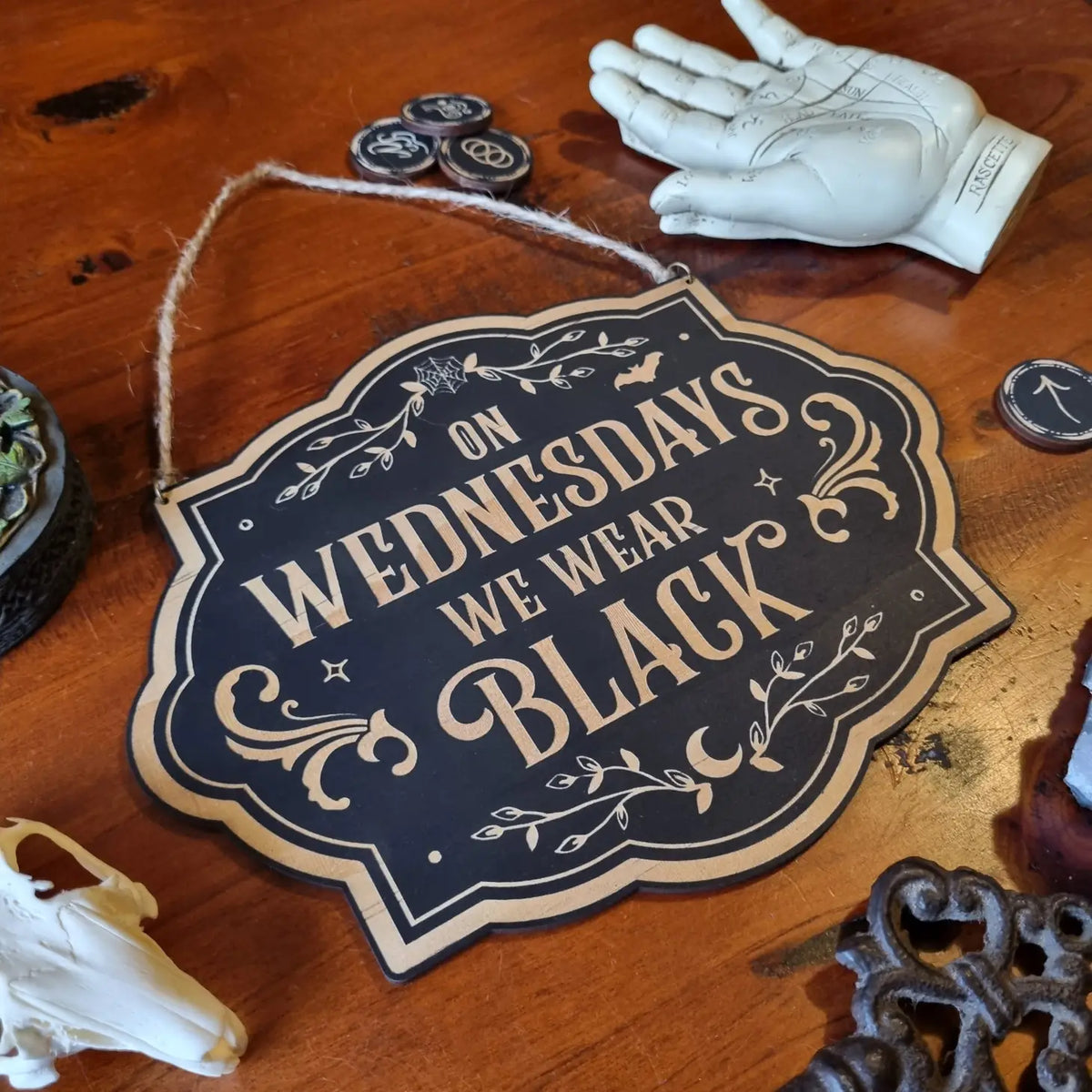 On Wednesdays We Wear Black Sign – Home Spooky Homeware